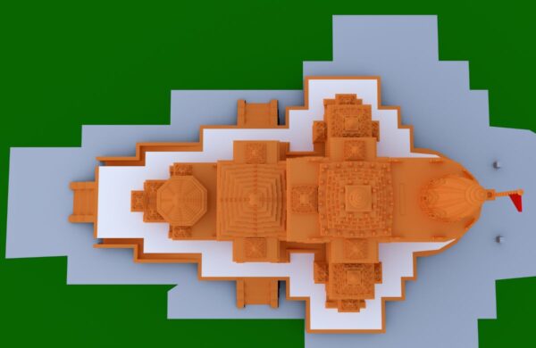 3D Top View of Ram Mandir Ayodhya Wallpaper for Wall - Magicdecor®