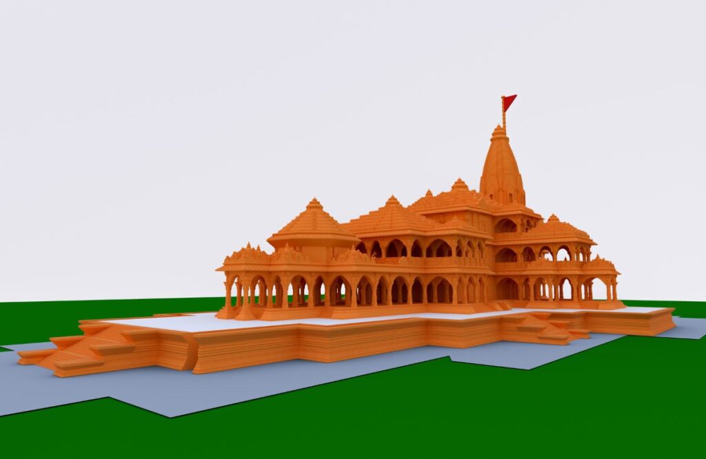 3D Ram Mandir Ayodhya Side View Wallpaper for Wall - Magicdecor®