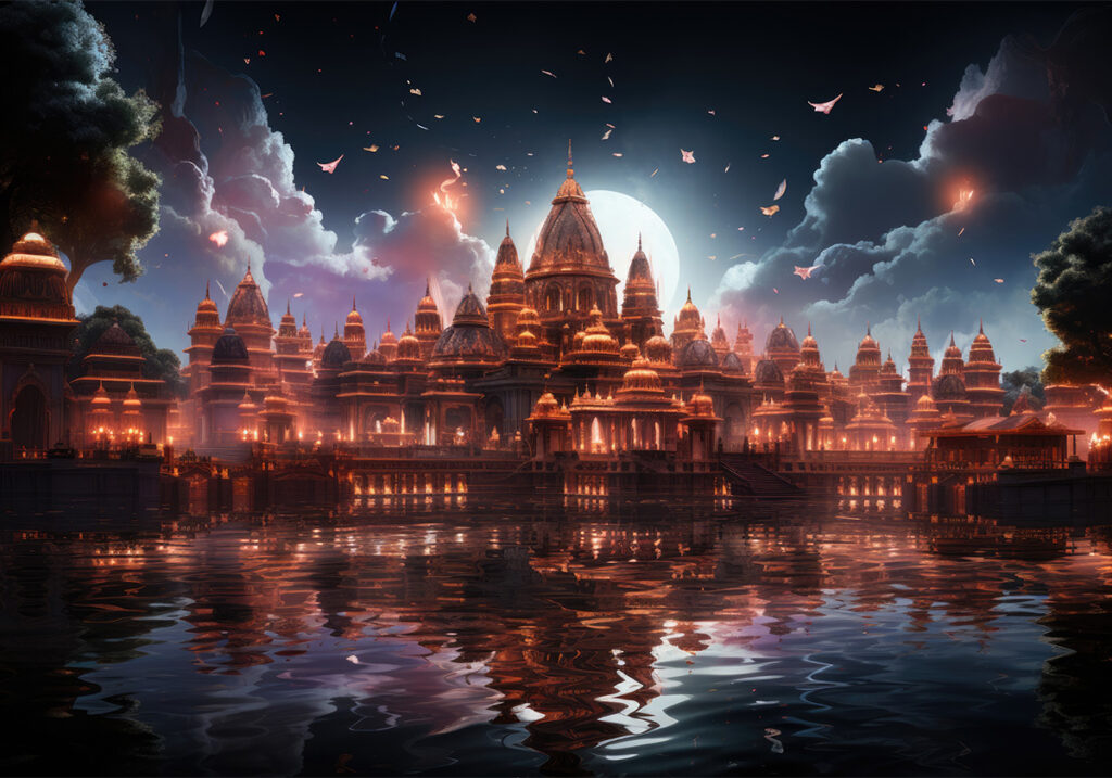 Ayodhya Temples Art Wallpaper for Wall - Magicdecor®