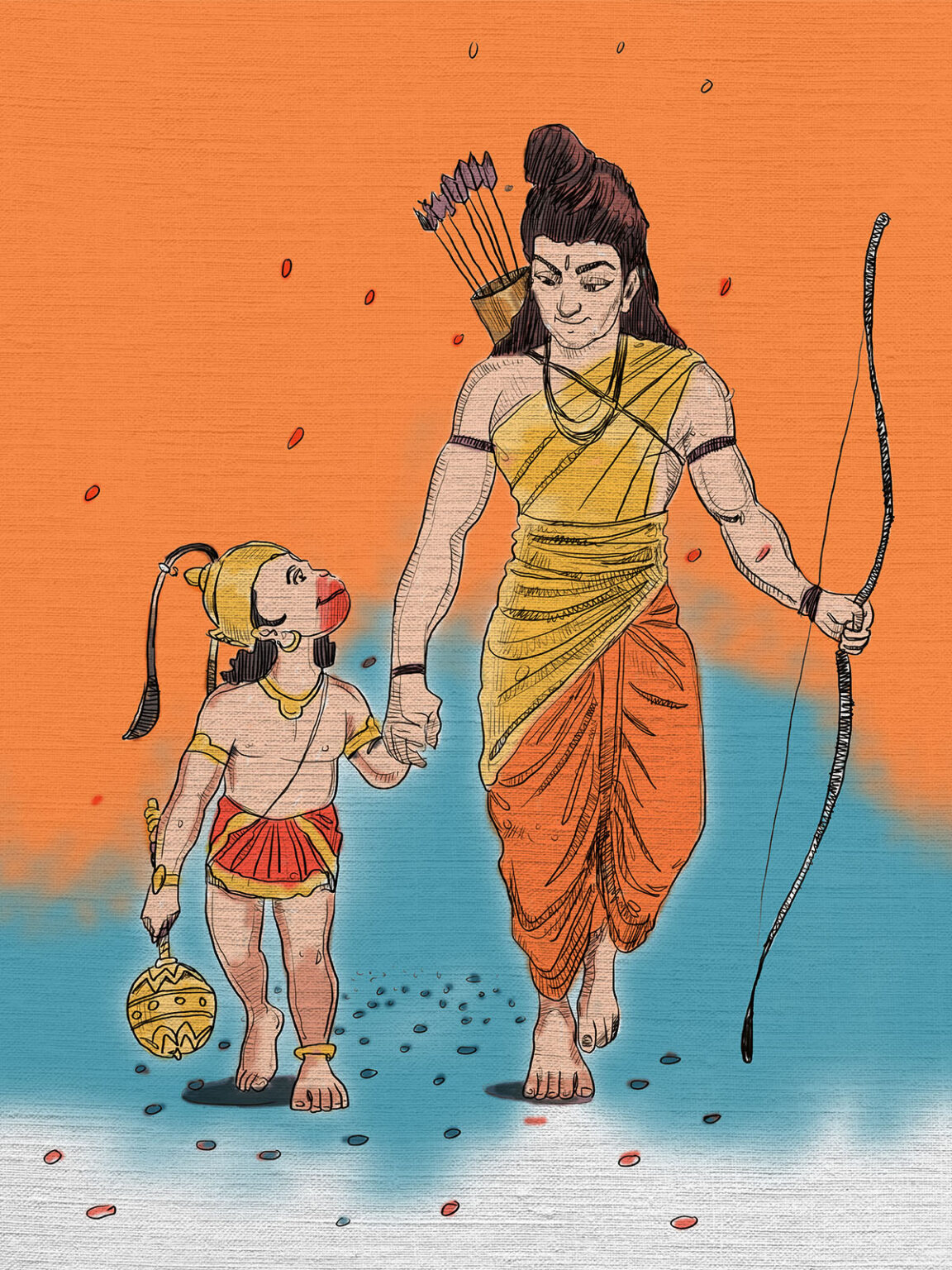 Ram ji and Hanuman ji Wallpaper for Wall - Magicdecor®