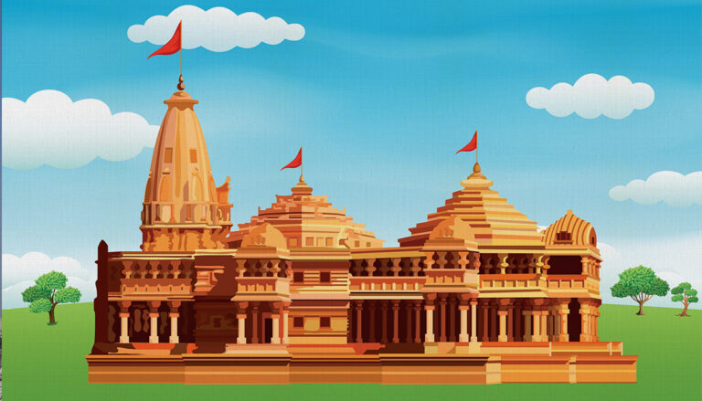 Ram Mandir Scenery Wallpaper for Wall - Magicdecor®