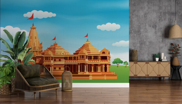 Ram Mandir Scenery Wallpaper for Wall - Magicdecor®