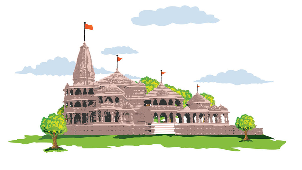 Ram Mandir Art Wallpaper Mural - Magicdecor®