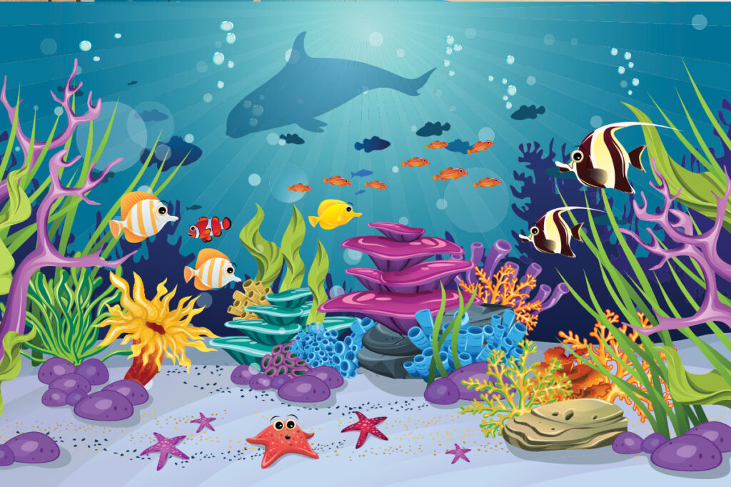 Marine Life, Aquarium Theme Wallpaper for Ceiling - Magicdecor®