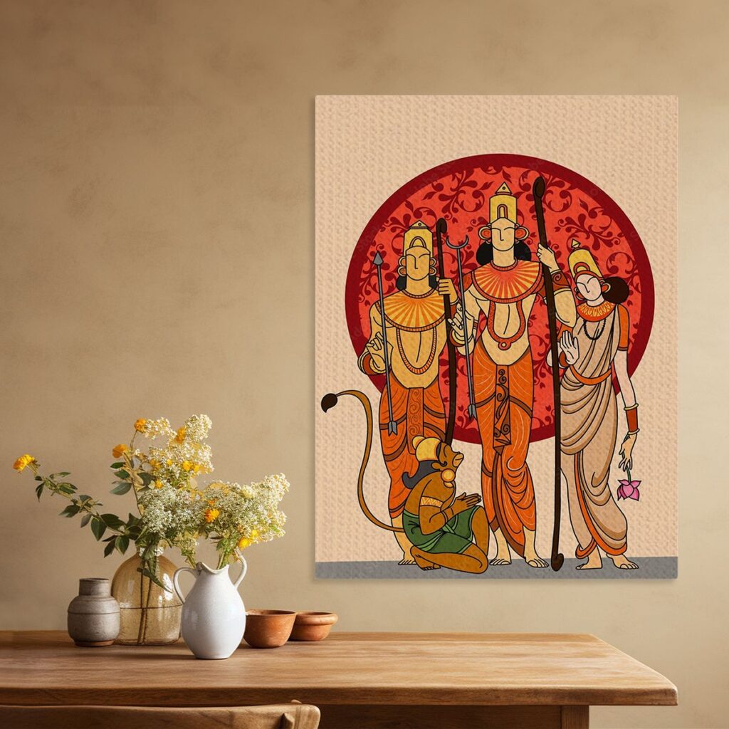 Maa Sita, Ram, Laxman and Hanuman Devotional Canvas Art - Magicdecor®