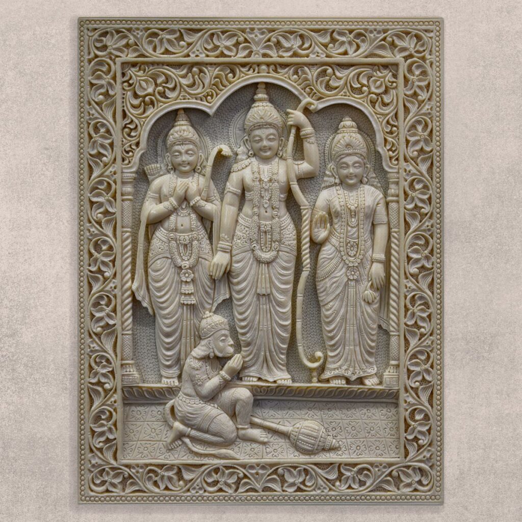 3D Effect Canvas Art of Maa Sita, Ram, Laxman and Hanuman ji - Magicdecor®