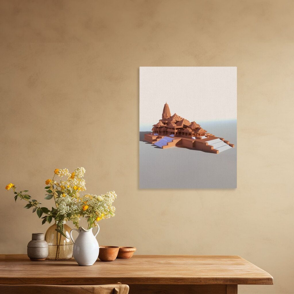 3D Ram Mandir Canvas Wall Art - Magicdecor®