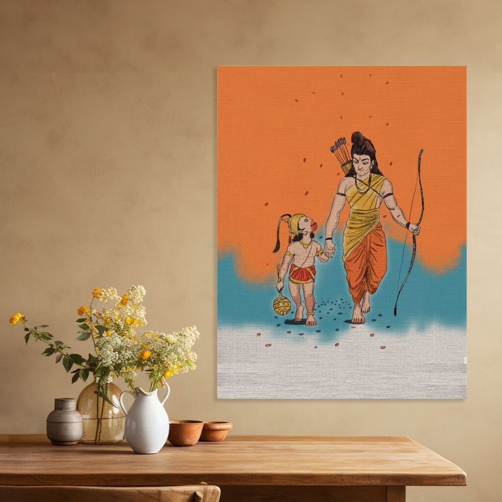 Beautiful Shri Ram ji and Hanuman Ji Canvas Painting Wall Art - Magic ...