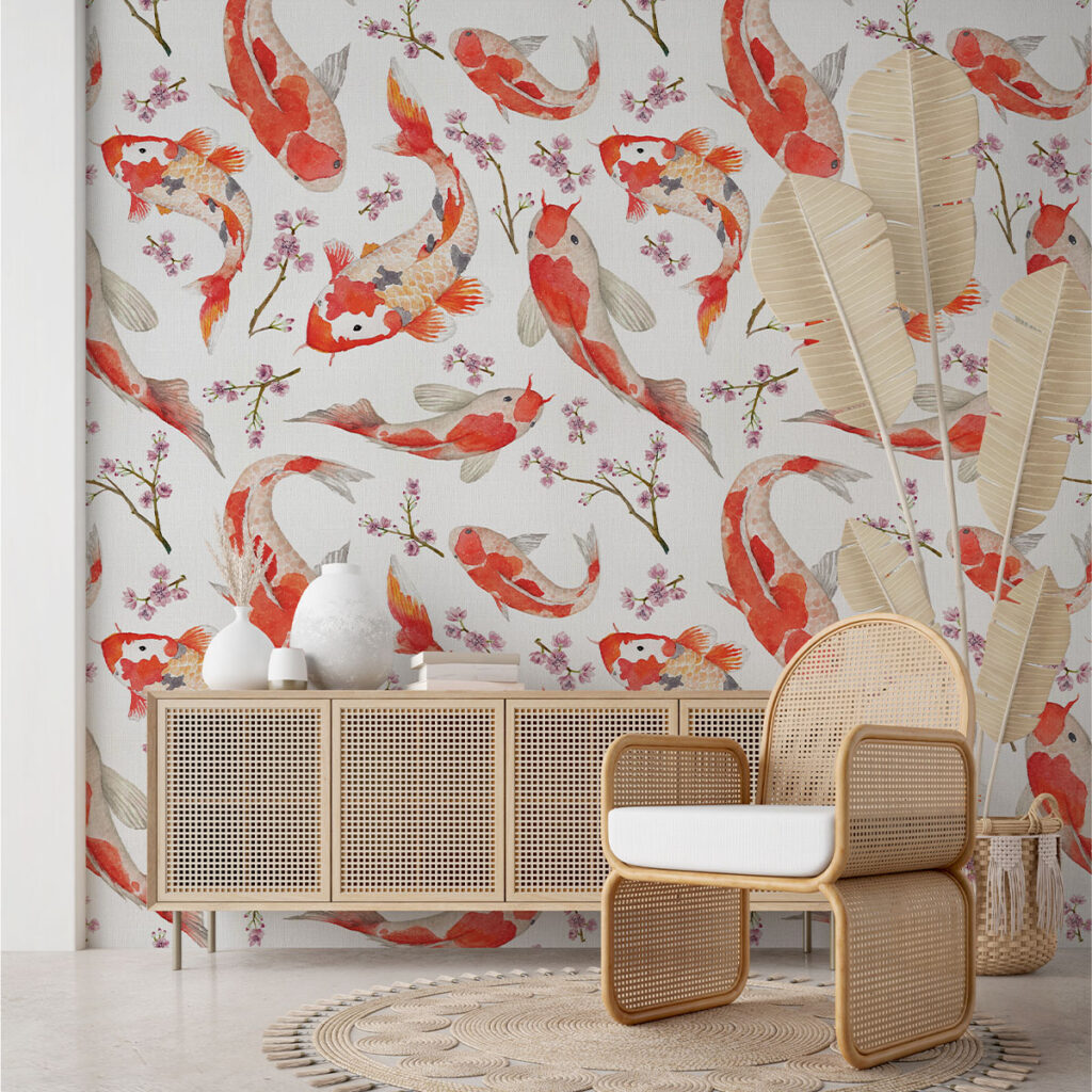 Beautiful Red Koi Fish Wallpaper Roll - Magicdecor®