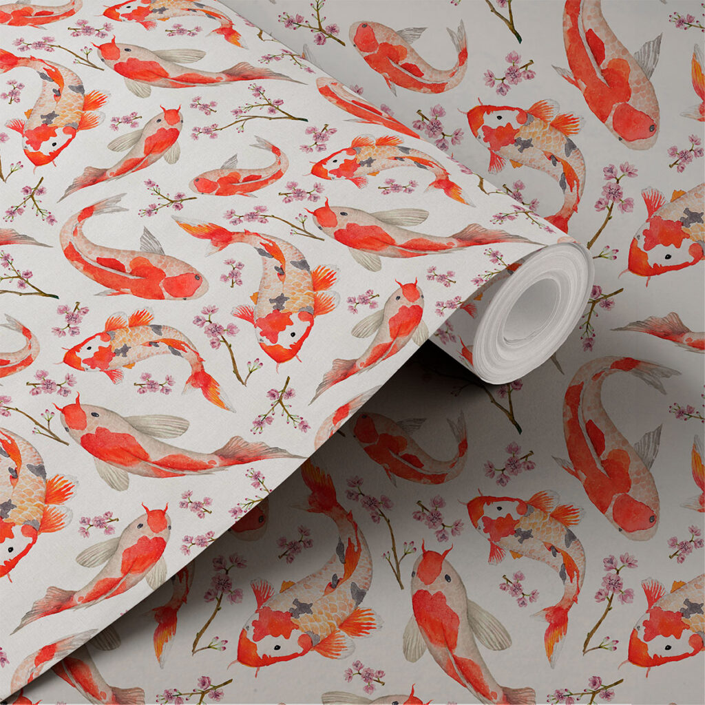 Beautiful Red Koi Fish Wallpaper Roll - Magicdecor®