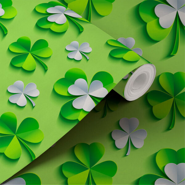 3D Serene Shamrock Leaves Pattern Wallpaper - Magicdecor®