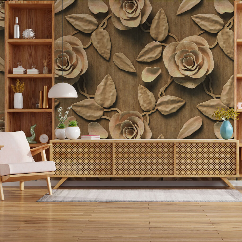 3D Wood Texture Rose Pattern Wallpaper - Magicdecor®