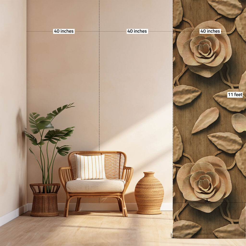 3D Wood Texture Rose Pattern Wallpaper - Magicdecor®