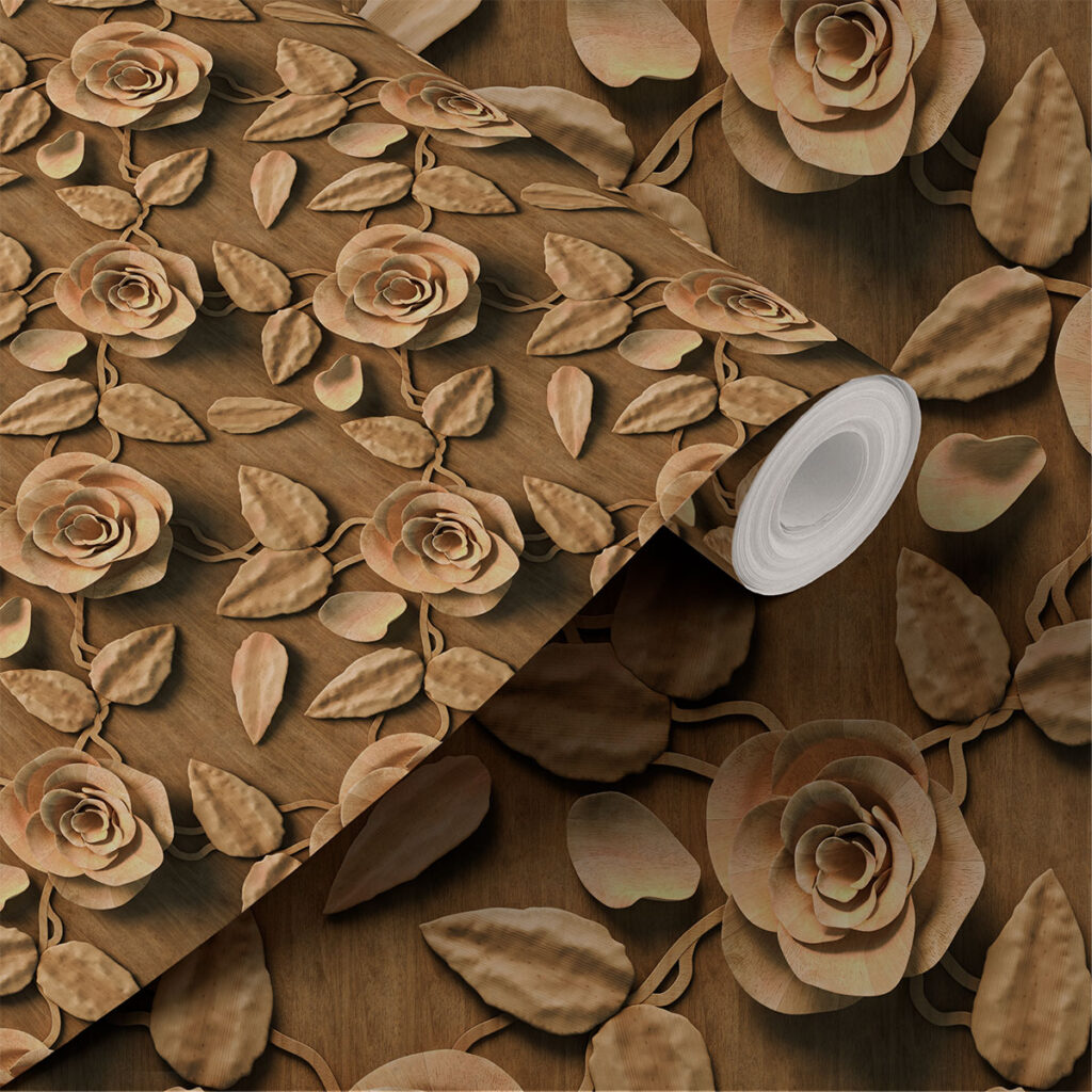 3D Wood Texture Rose Pattern Wallpaper - Magicdecor®