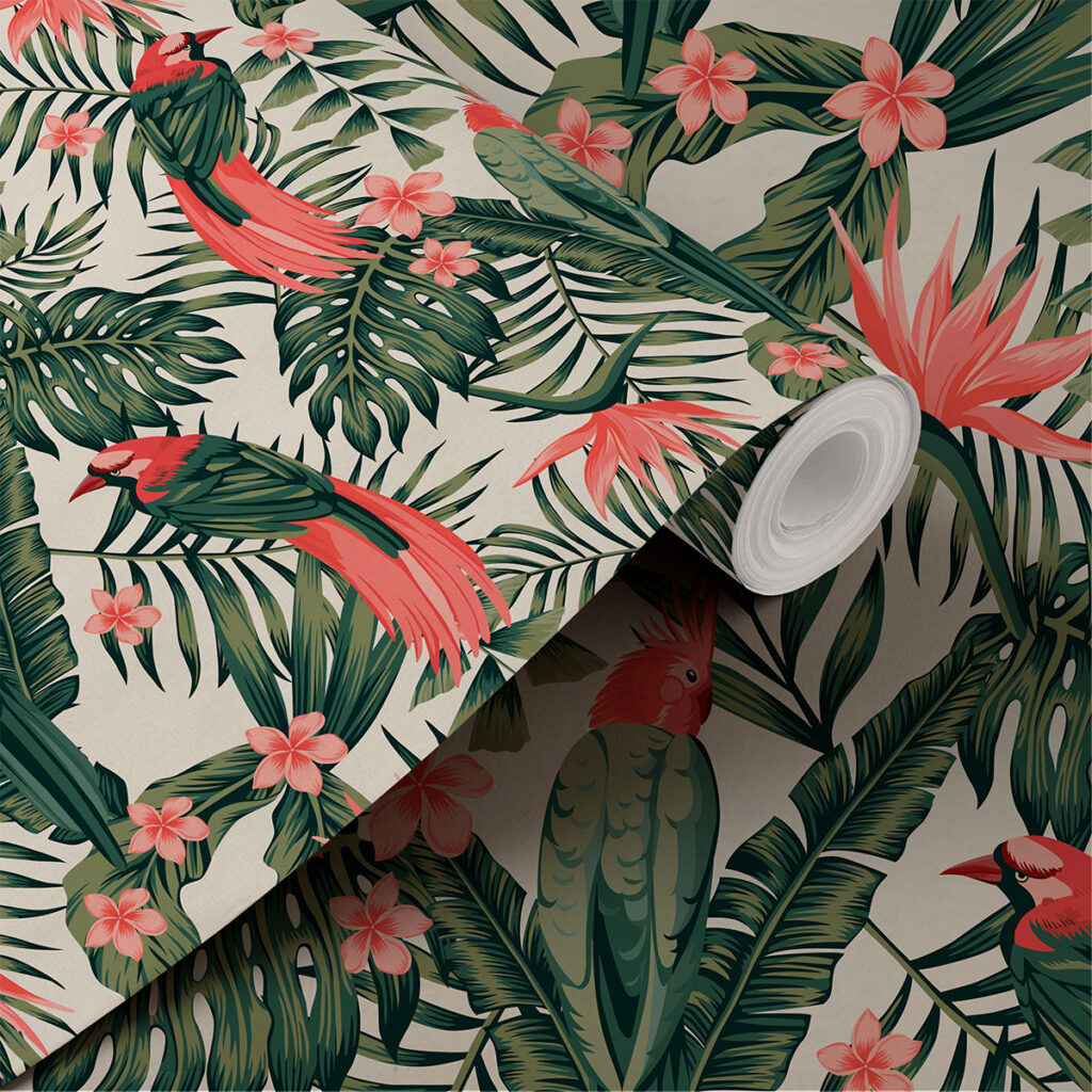 Leafy Haven with Exotic Birds Wallpaper - Magicdecor®