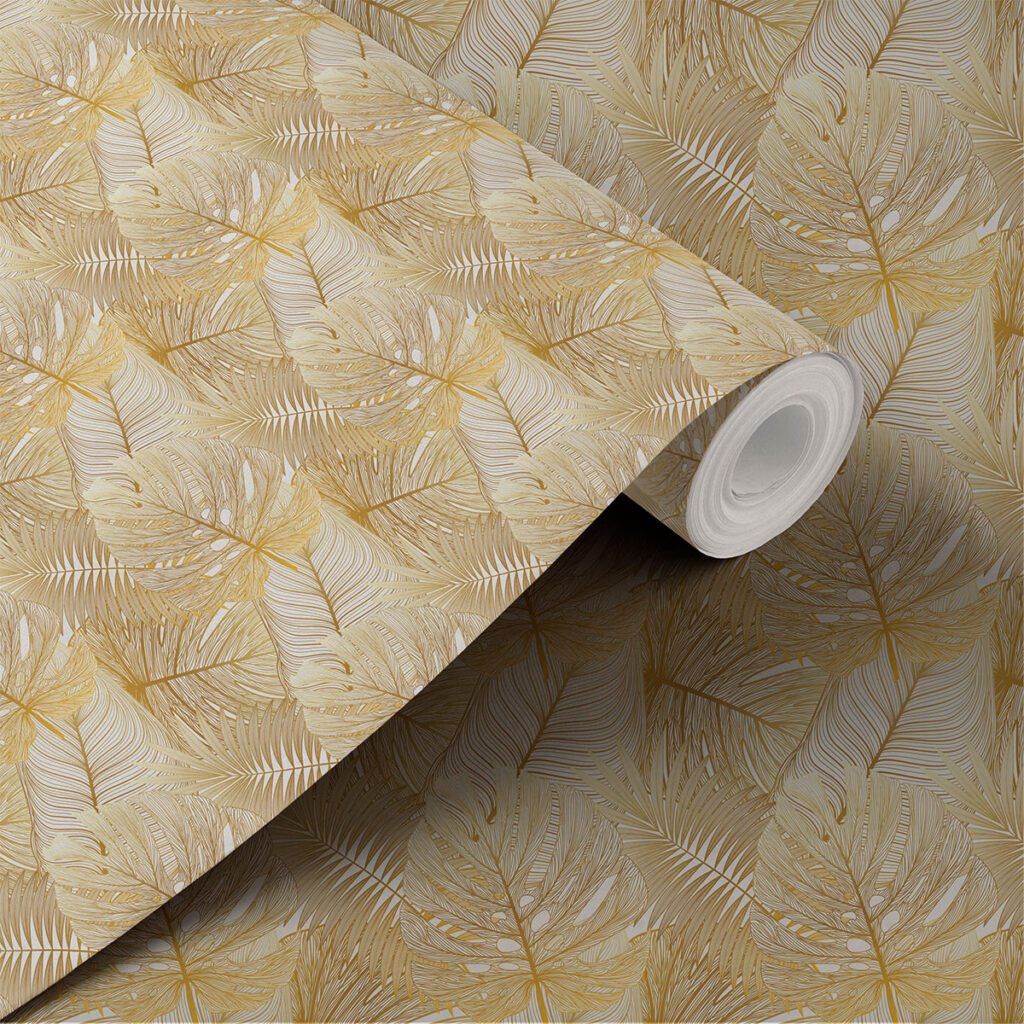 Luxurious Golden Palm Leaves Wallpaper for Walls - Magicdecor®