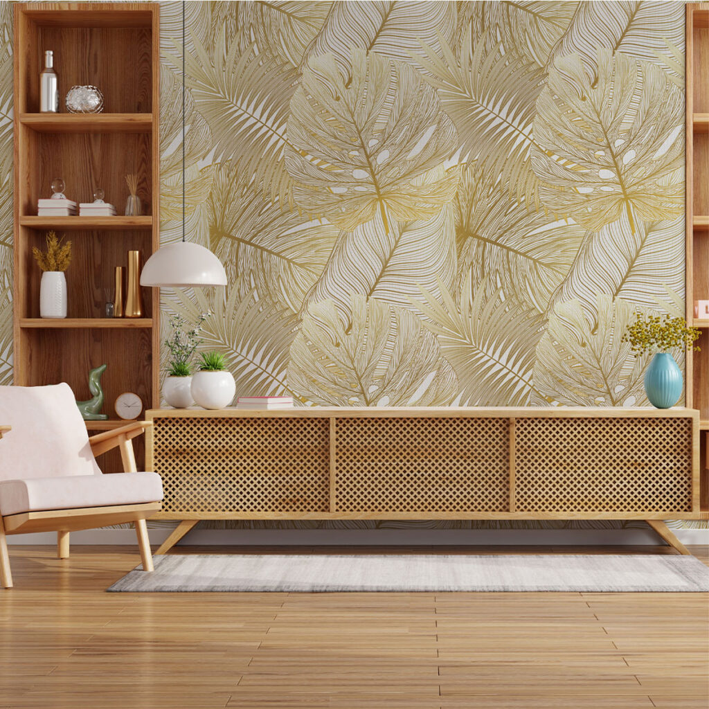 Luxurious Golden Palm Leaves Wallpaper for Walls - Magicdecor®