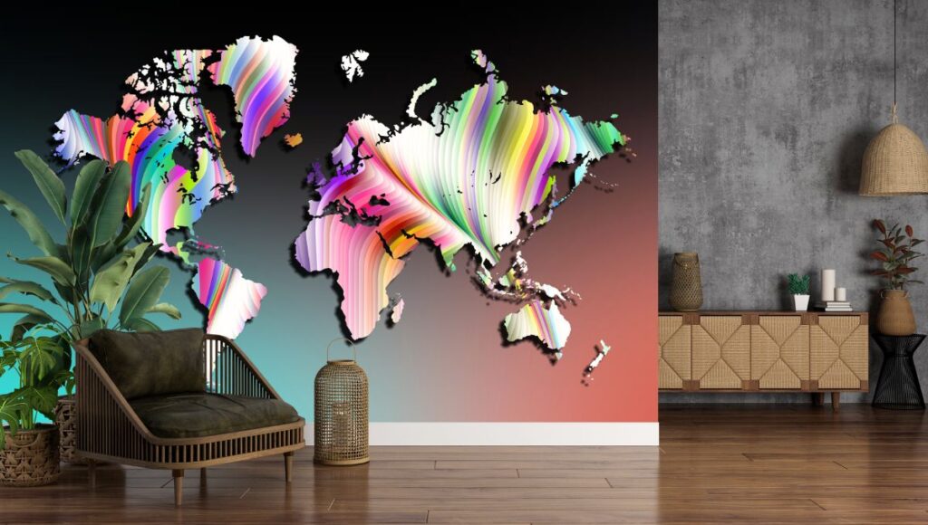 Colorful World Map Wallpaper for Home and Office - Magicdecor®
