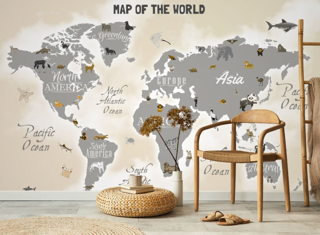 Vintage Style World Map Wallpaper - Magicdecor®