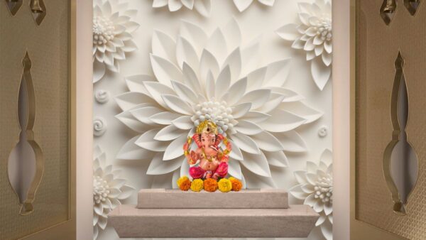 Pushpanjali, 3D Divine White Floral Wallpaper for Serene Ambience - Magicdecor®