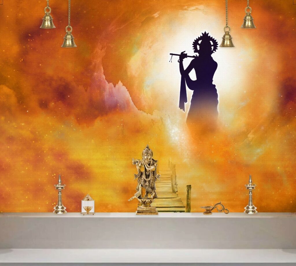 Sawariya, Bridge to Krishna Wallpaper for Pooja Room - Magicdecor®