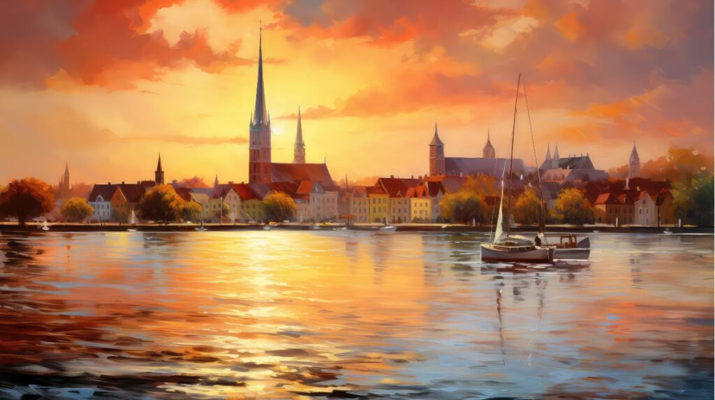 Beautiful Old Town Scenery Painting Wallpaper for Wall - Magicdecor®