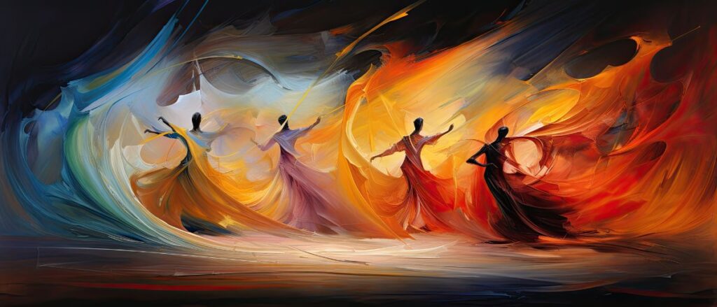 Radiant Elegance Color Burst Dance Art Wallpaper for Wall - Magicdecor®