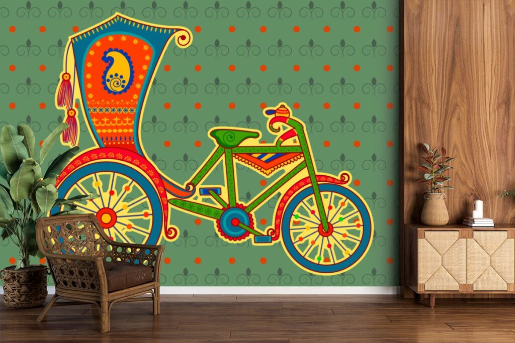 Cycle Rickshaw Wallpaper for Wall - Magicdecor®