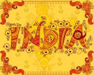 India Typography in Indian Art Style Wallpaper for Wall - Magicdecor®