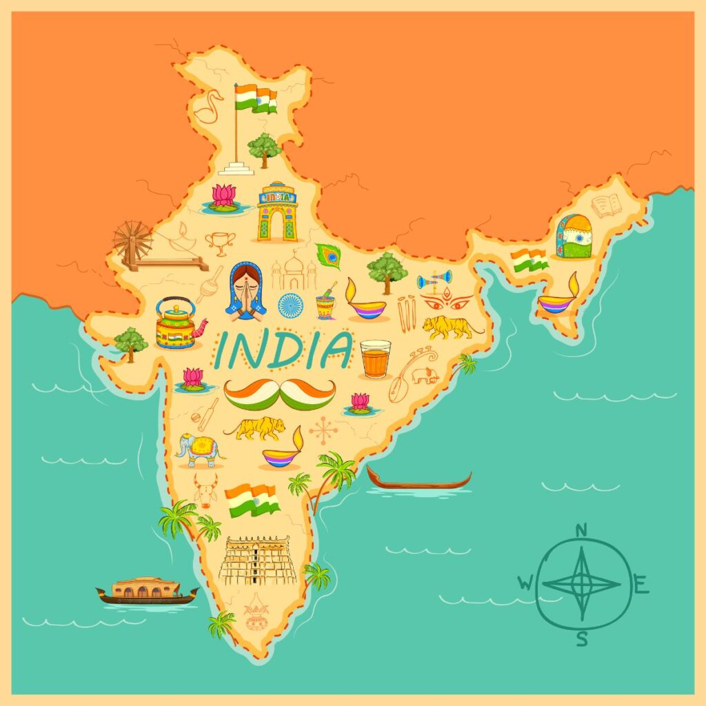 Artistic Map of India, Wallpaper for Wall - Magicdecor®