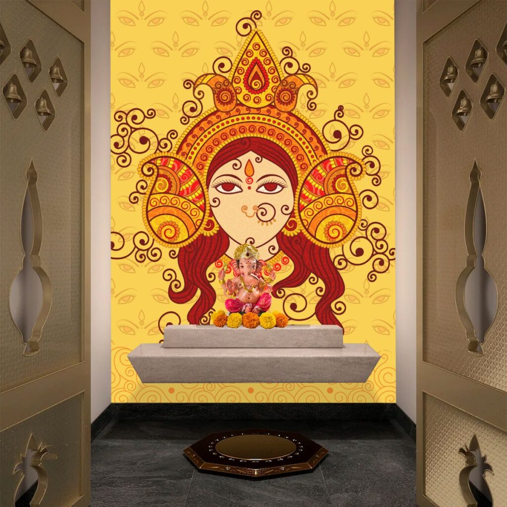Maa Durga in Indian Art Style Wallpaper for Wall - Magicdecor®