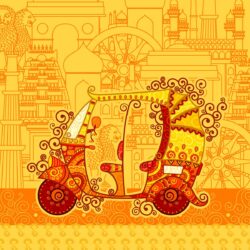Rickshawala, Auto Rickshaw on Famous Monument Backdrop in Indian Art ...