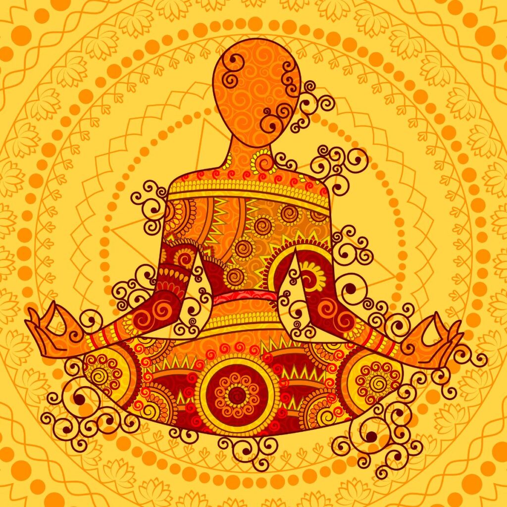 Yoga Pose in Indian Art Style Wallpaper for Wall - Magicdecor®