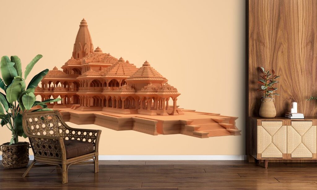 3D Ayodhya Ram Mandir Wallpaper for Wall - Magicdecor®