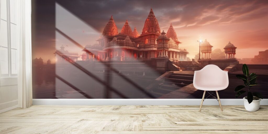 Ram Ayenge, Ram Mandir Portrait Wallpaper Mural - Magicdecor®