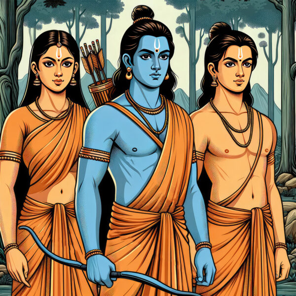 Beautiful Wallpaper of Shri Ram, Maa Sita and Laxman for Wall - Magicdecor®