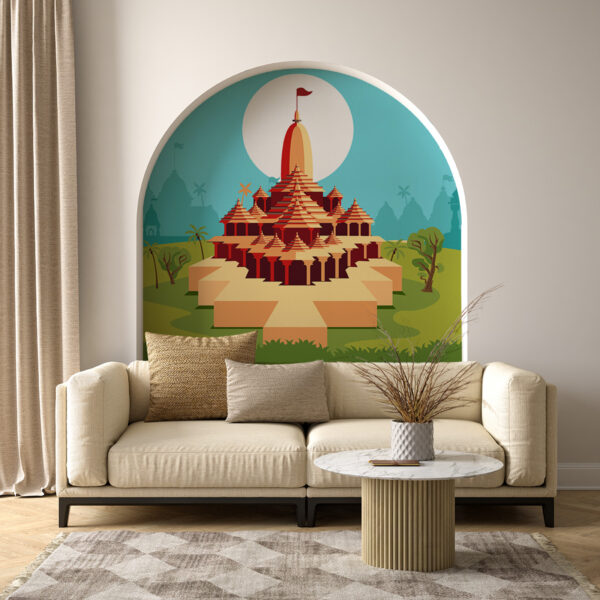 Ram Mandir Art Wallpaper for Wall - Magicdecor®