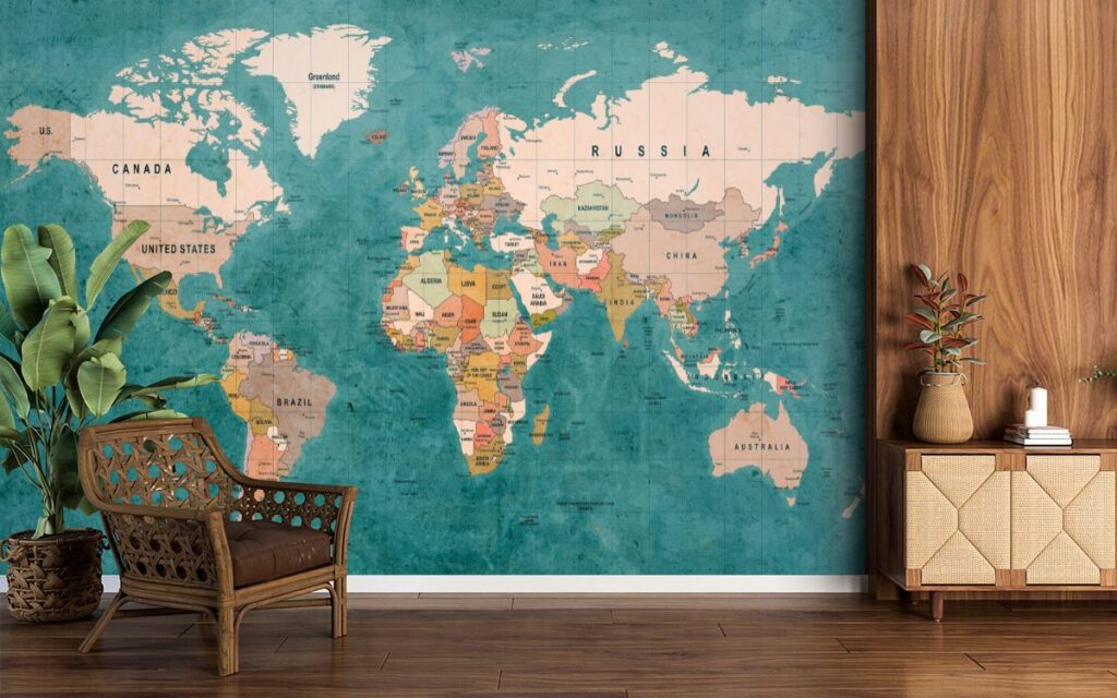 World Map Wallpaper for Home, Office, Kids Room - Magicdecor®