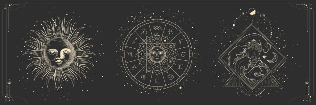 Boho Sun and Moon Design Wallpaper, Different Stages of Moonlight ...