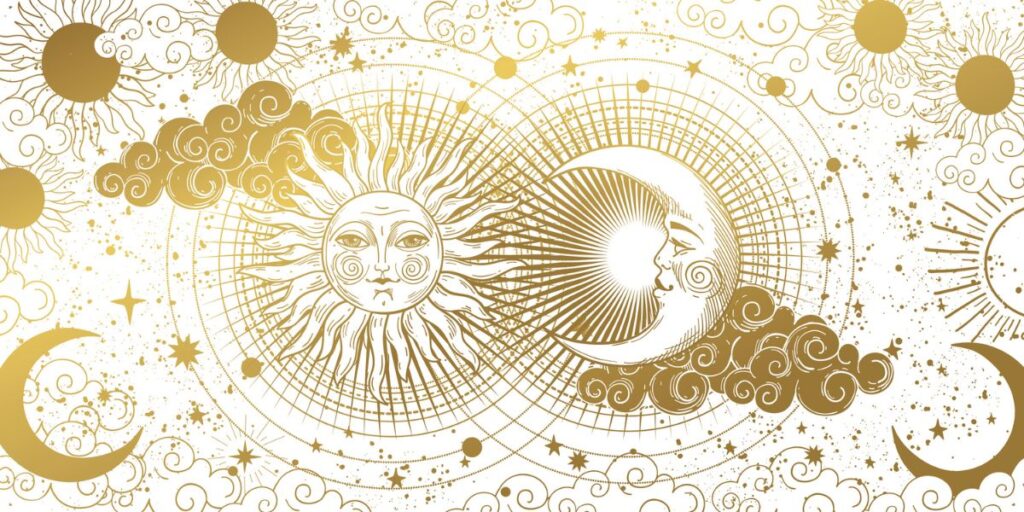 Luxurious Golden Boho Sun and Moon Mural Wallpaper - Magicdecor®
