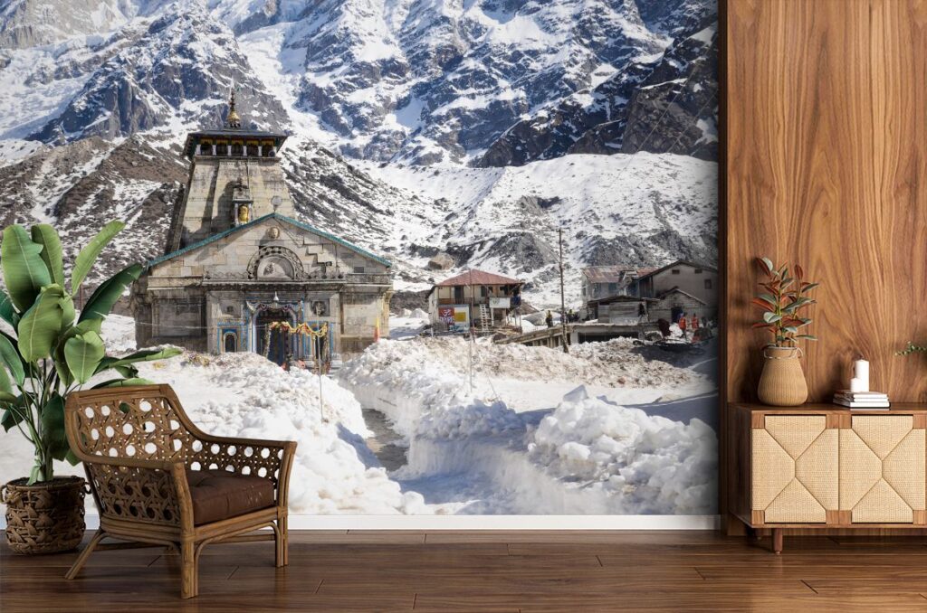 Kedarnath Temple in Winter Wallpaper for Wall - Magicdecor®