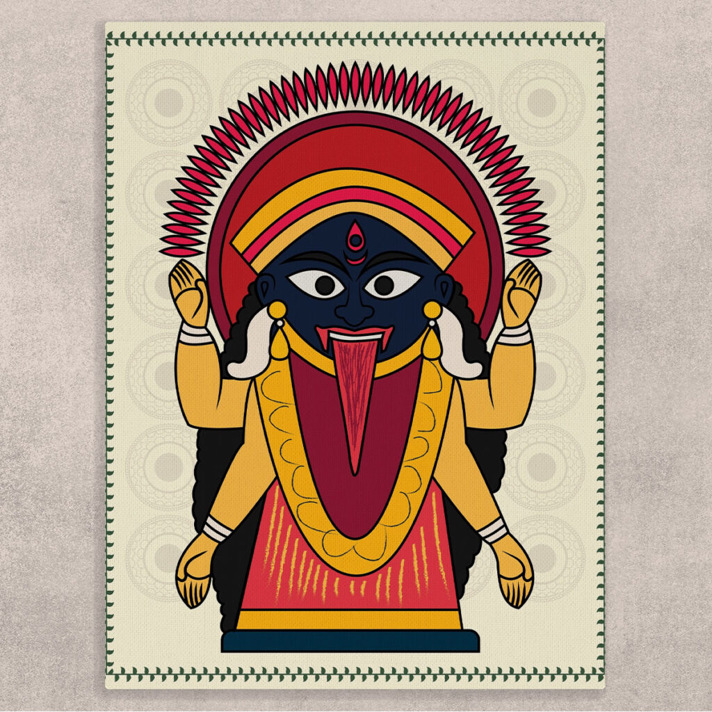 Kali Mata Painting on Canvas, Kalighat Art - Magicdecor®