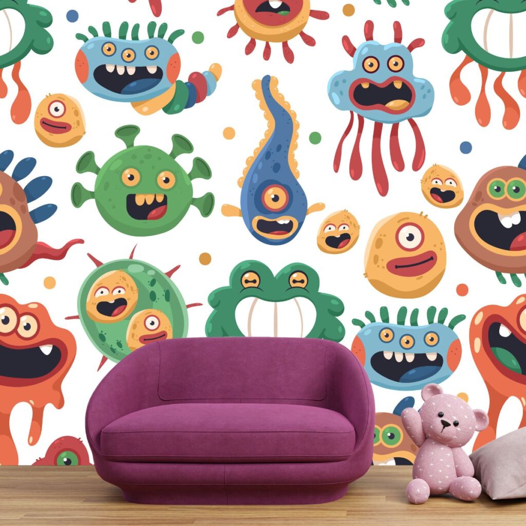 Cute Germ and Bacteria Wallpaper for Wall - Magicdecor®