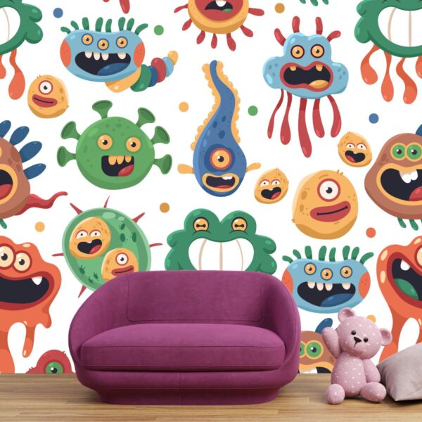 Cute Germ and Bacteria Wallpaper for Wall - Magicdecor®