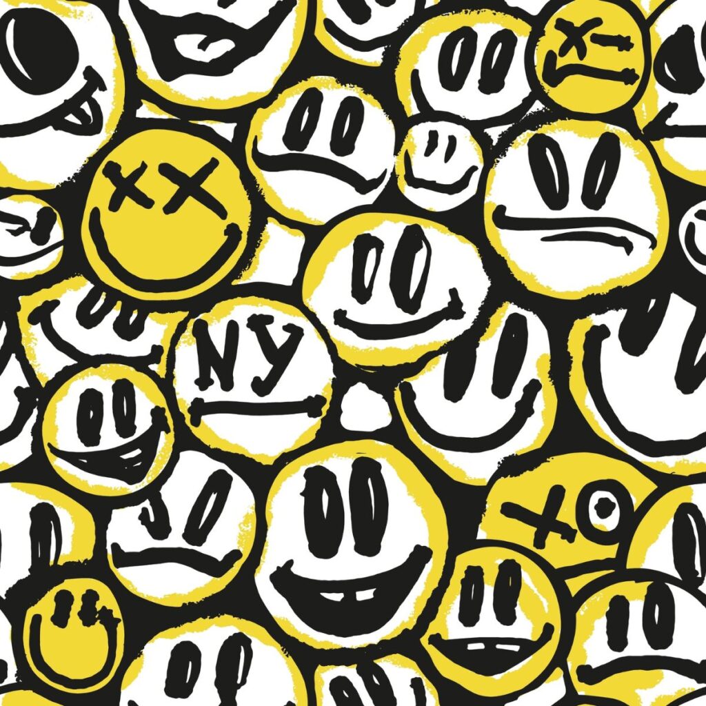 Smiley Face Caricature Wallpaper for Wall - Magicdecor®