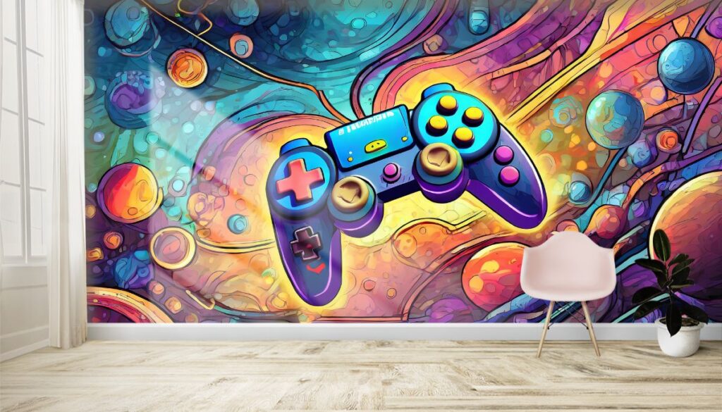 Colorful Gaming Console Wallpaper for Gamers - Magicdecor®