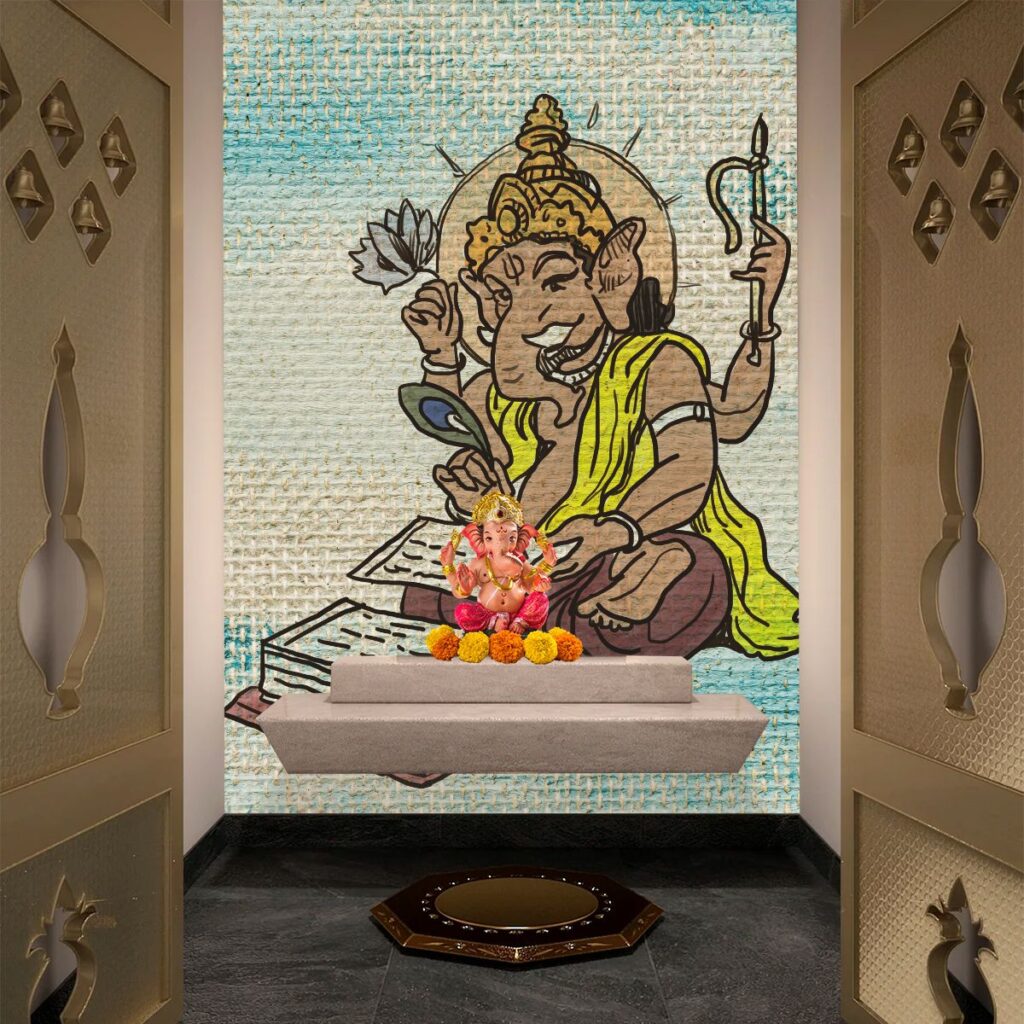 Ganesha ji Writing Mahabharat Wallpaper - Magicdecor®