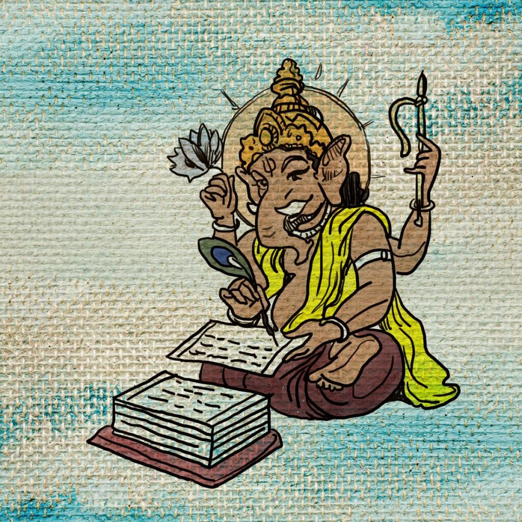 Ganesha ji Writing Mahabharat Wallpaper - Magicdecor®
