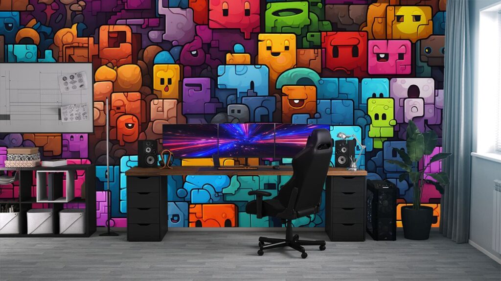 Pixel Gaming Wall Cartoon Style Wallpaper - Magicdecor®