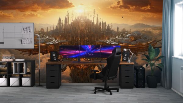 Steampunk City Gaming Wallpaper - Magicdecor®